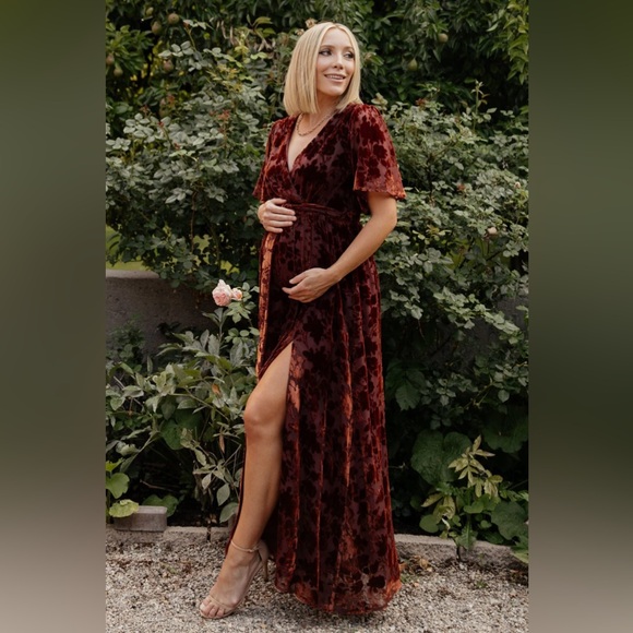 Baltic Born | Dresses | Uma Velvet Maxi Dress Copper Floral S | Poshmark